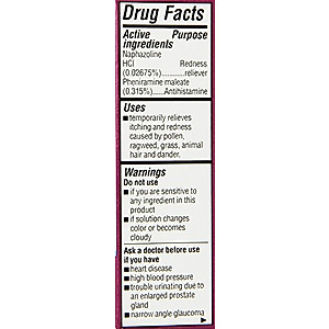 Bausch and Lomb Opcon-A Eye Allergy Relief Drops, Travel Size 0.5 FL OZ (15 ml) - Pack of 6