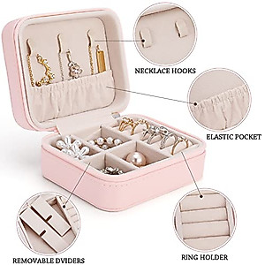 Bridesmaid Proposal Gifts Custom Leather Jewelry Box, Birth Flower Travel Jewelry Case Ring Box, Personalized Jewelry Organizer, Wedding Bachelorette Gifts for Women Girls (White-Rectangle)