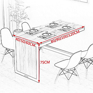 JJPSQHRV Folding Dining Table Wall-Mounted Fold Up Wall Table for Small Spaces MDF Multi-Function Home Office Desk Modern Simplicity Computer Desk Space Saving