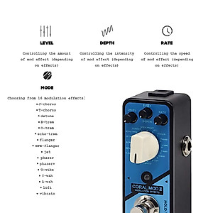 Valeton Coral Mod II Digital Modulation Chorus Flanger Phaser Univibe Tremolo Lofi Multi Effects Guitar Bass Pedal