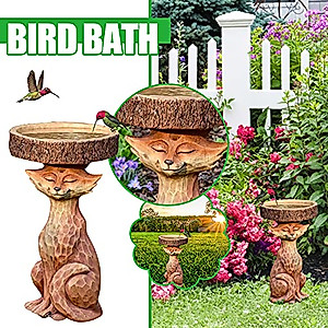 Outdoor Bird Bath Feeder Standing, Resin Bird Bath Bowl Tray for Inside, Animal Hummingbird Feeders Statue Decor for Garden Lawn Patio Yard Bird Lovers Gifts