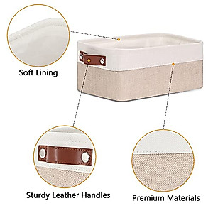DULLEMELO Collapsible Bundle Baskets 6 Small Baskets 11.8"x7.9"x5.1" + 2 Narrow Baskets 15"x6"x5.5"（White&Khaki)