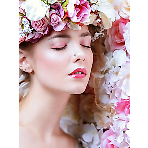 JOVITEC Stainless Steel Nose Stud Set Steel Nose Ring Rose Ball Labret Body Piercing Jewelry for Party Wear or Clothes Matching, 20 G (16 Pieces, Bone Stud)