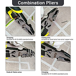 4-in-1 Pro Lineman Plier Tools -9” Combination Pliers with Wire Stripper+Crimper+Cutter+ Winding Function,Industrial Grade Linesman Plirs-Chrome Vanadium Steel Forged