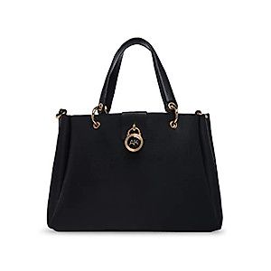 Anne Klein AK Lock Satchel, Black