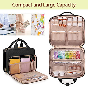 Damero Pill Bottle Organizer, Travel Medicine Bag Organizer, Medicine Organizer and Storage for Pills, Vitamin, Fish Oil, Medical Supplements for Women and Men, Black