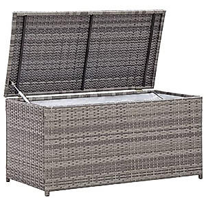 loibinfen Patio Storage Box Poly Rattan 39.4"x19.7"x19.7" Gray Patio Garden Outdoor Storage Container for Toys, Furniture Deck Box (Weight:22.05 lbs)