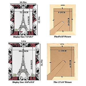 POFATO Skull Red Octopus11x14 Picture Frame Wood Photo Frame for Tabletop Display Wall Mount Picture Frame Display 11 x 14 Inch Photo Wall Decor Home Gift Frames