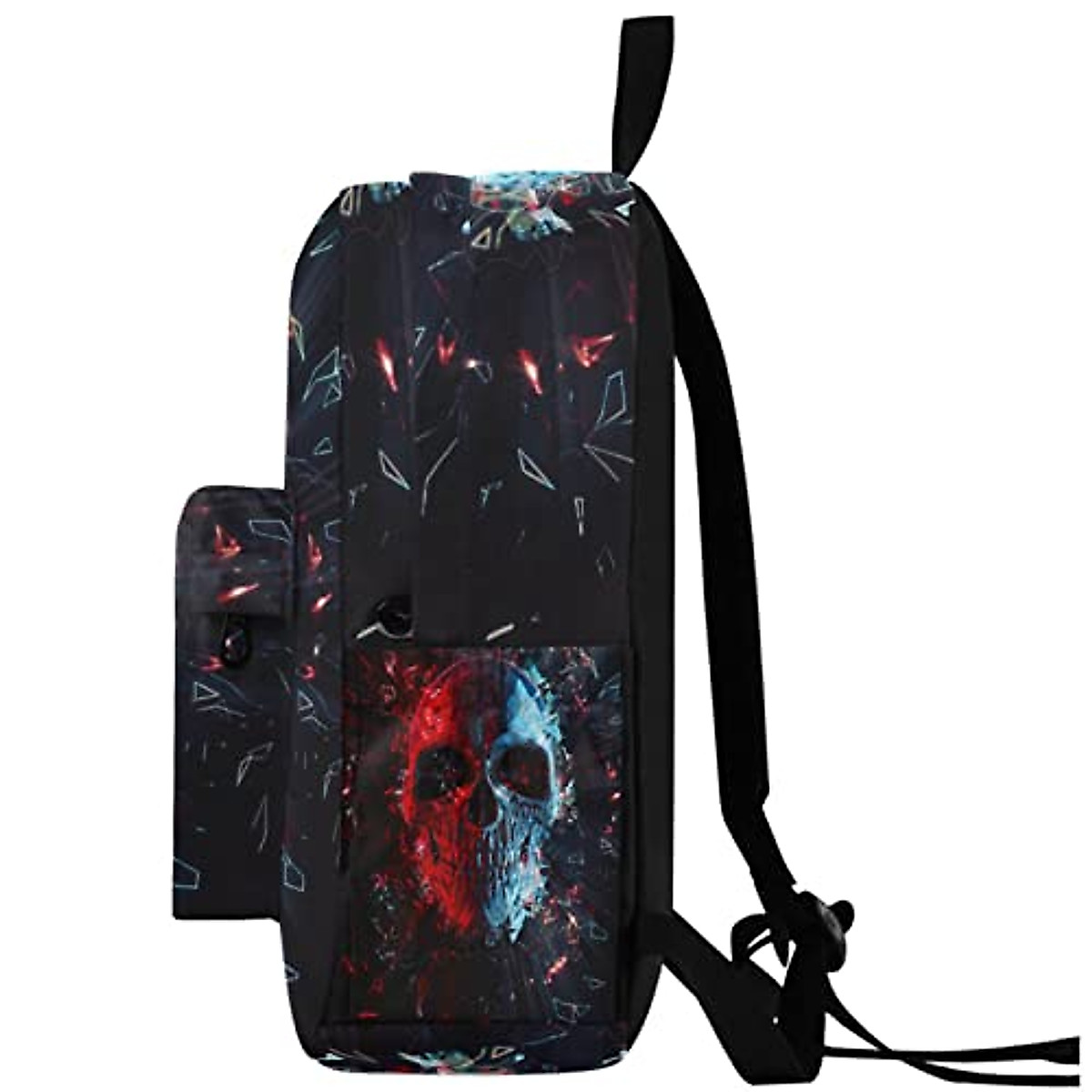 ZzWwR Cool Blue Red Skull Fragment Durable Travel Laptop Backpack Big Computer Bag Gift for Men Women School Bookbags Work
