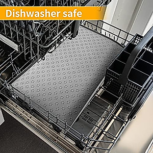 Ptlom Pet Placemat for Dog and Cat, Mat for Prevent Food and Water Overflow, Suitable for Small, Medium and Big Pet, 18" 12", Grey, Silicone