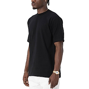 Pro Club Men's Heavyweight Cotton Short Sleeve Crew Neck T-Shirt, Black, XL-Tall