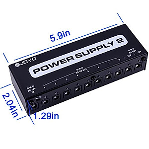 JOYO Guitar Pedal Power Supply Pedal Board Power Supply with DC 18V Pedal Power Adapter & 9V 100mA 500mA Isolated DC 10 Outputs for 9V 12V 18V Effect Pedals (JP-02)