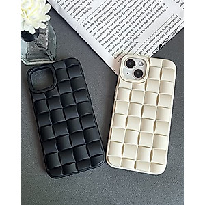 Ginkgonut Compatible with iPhone 14 Plus Case for Women/Girls, Cute 3D Laid Desgin Soft Silicone Shockproof Raised Bumper Corners Case for iPhone 14 Plus （White）