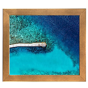 ArtToFrames 17x23 Inch Gold Picture Frame, This 1.25 Inch Custom MDF Poster Frame is Muted Gold Glow - Comes with Economy Acrylic and Corrugated Backing (2WOMBW26-1619-17x23)