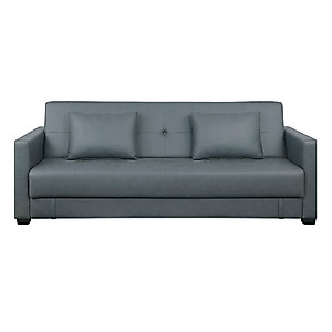Pearington Mia Sofa Bed- Microfiber, Multi Position Bedroom, Living Room, or Office Futon; Couch Sleeper and Lounger with Extra Storage under Bottom Cushion, Dark Grey, Model:MIA-LG-15