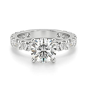 3.11 CT Round Moissanite Engagement Ring Wedding 925 Sterling Silver,10K/14K/18K Solid Gold Wedding Ring Set Solitaire Accent Halo Style, Silver Anniversary Promise Ring Gift for Her (moissanite)