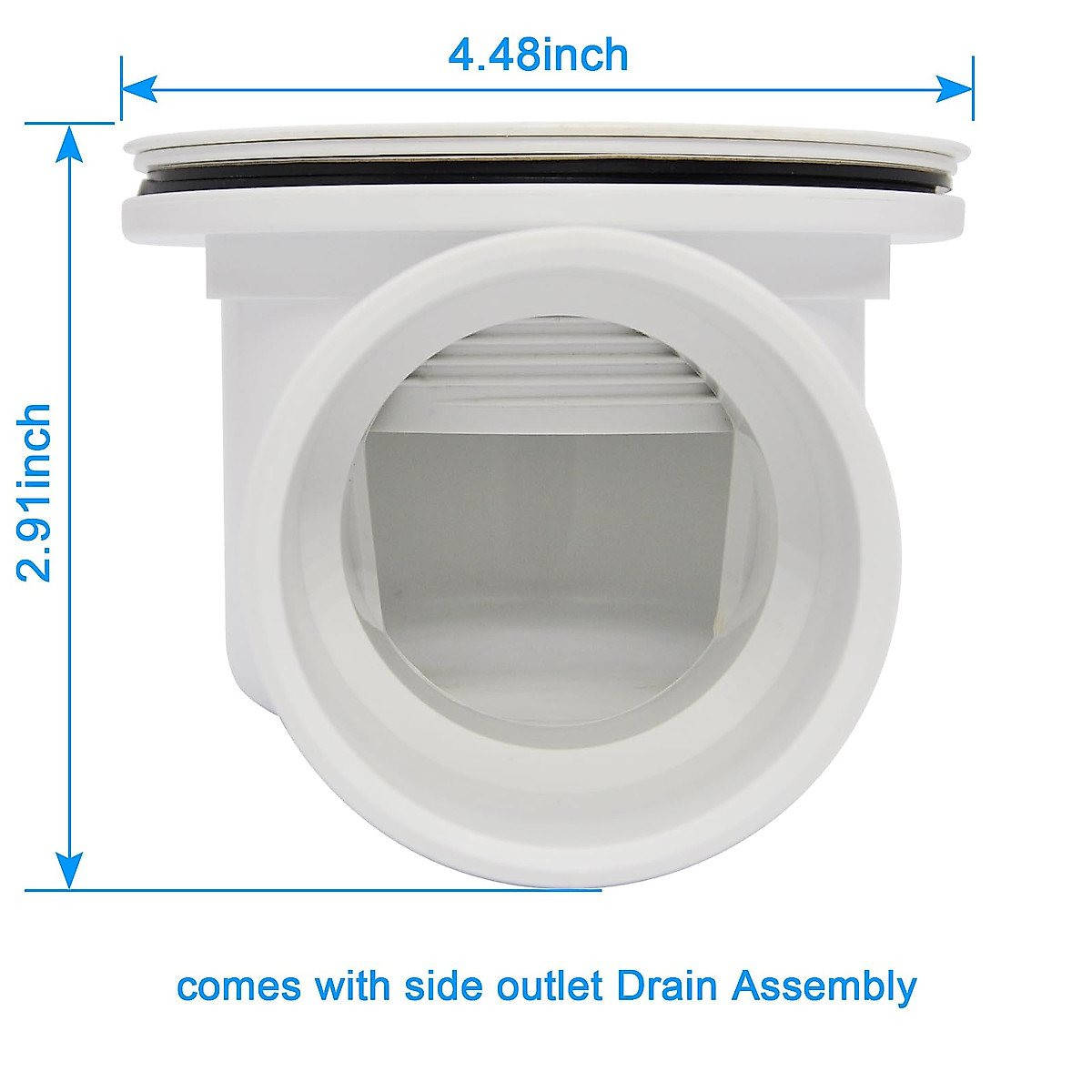 Low Profile Shower Drain, 1.5" Side Outlet Drain Assembly with Perforated Strainer, for 1.5" Replacement Shower Base PVC Drain and Side Outlet Drain