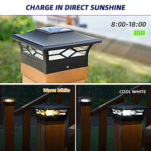 APONUO Solar Post Cap Lights,8 Pack 2-Modes Bright 4x4 Post Solar Lights Auto On Off,Outdoor Waterproof Garden Patio Fence Deck Patio Decor for Fence Deck Post Caps 4x4 6x6 Wood,4x4 Vinyl