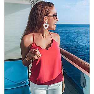 Statement Drop Earrings - Bohemian Beaded Big Heart Dangle Earrings Gift for Women