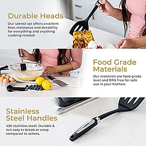 Smirly Silicone Kitchen Utensils Set with Holder: Silicone Cooking Utensils Set for Nonstick Cookware, Kitchen Tools Set, Silicone Utensils for Cooking Set Kitchen Set for Home Kitchen Accessories Set