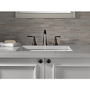 Delta Faucet Woodhurst Widespread Bathroom Faucet, Oil Rubbed Bronze Bathroom Faucet 3 Hole, Bathroom Sink Faucet, Metal Drain Assembly, Venetian Bronze 3532LF-RB