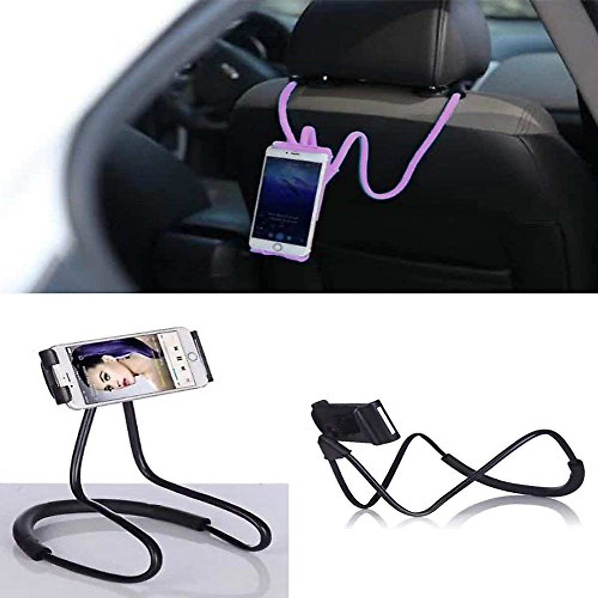 Haoxuann,Universal Moblie Phone Stand,Lazy Cell Phone Holder & Neck Cell Tablet Phone Mount Holder Flexible Lazy Bracket DIY Free Rotating (Black)