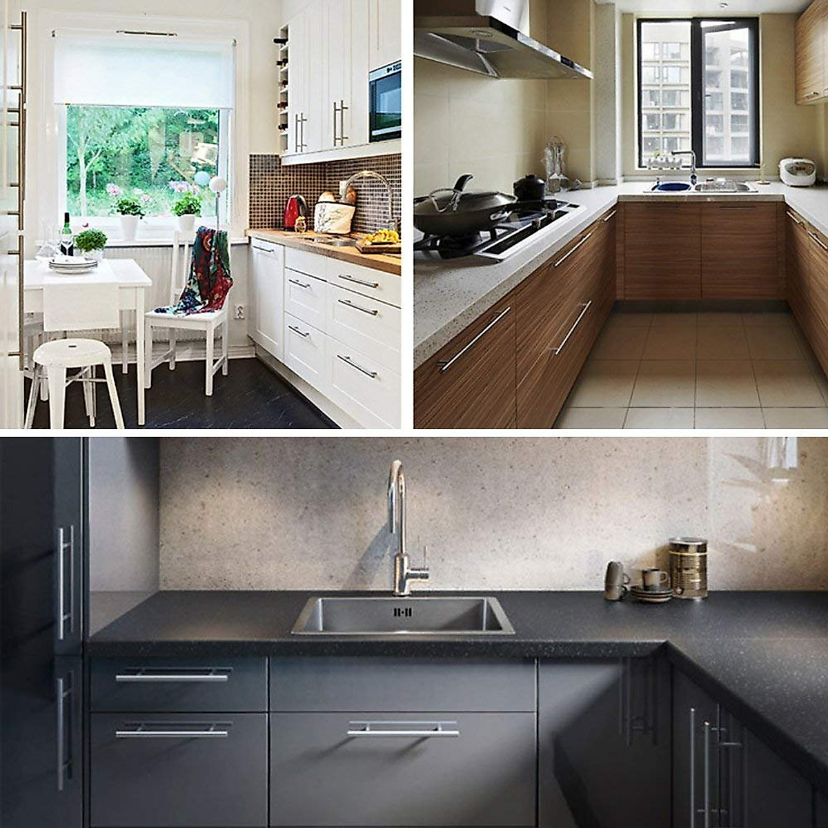 Aybloom Cabinet Handles - Pack of 30 Stainless Steel Brushed Satin Nickel Hollow Tube T Bar Drawer Pulls for Kitchen Furniture Hardware(Satin Nickel, Overall Length: 6", Hole Center: 3-3/4")