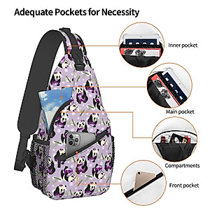 ZREXUO Cartoon Panda Unisex Chest Bags Crossbody Sling Backpack Travel Hiking Daypack Crossbody Shoulder Bag For Women Men