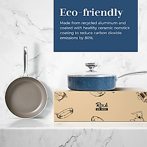 ROCKURWOK Non Stick Frying Pans Ceramic Pan, 3-Piece Set Cooking Pan with Stainless Steel Handle, 8" &10" and 12" Pan - Free of PFAS, PTFE, PFOA, Dishwasher Safe, Oven Safe