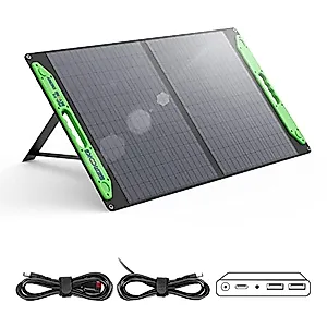 Semookii 75W Portable Solar Panel, Foldable Solar Charger with Kickstand, DC, Type C, QC 3.0, USB Ports for Phones Outdoor Camping, Compatible with Jackery Explorer 160/240/500 Power Station