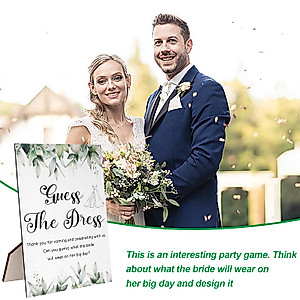 Furbeko 60 Set Guess The Dress Bridal Shower Games for Guests Include Guess The Dress Bridal Shower Game Table Sign Card White Sketching Pencils for Wedding Bridal Shower Games Party Supplies