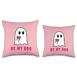 Be My Boo Cute Ghost Valentine Valloween Funny Be My Boo Cute Ghost Valloween Anti Valentine Goth Throw Pillow, 16x16, Multicolor