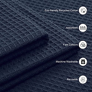 Encasa Dish Towels Cotton 12x12 in Highly Absorbent and Quick-Drying, Use Once and Wash Cleaning, Ultra-Soft Multipurpose Kitchen Dish Cloths | Pack of 12 | Navy