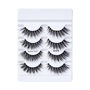 KISS Lash Couture 3D Matte False Eyelashes, Matte Twill', 14 mm, Includes 4 Pairs Of Lashes, Contact Lens Friendly, Easy to Apply, Reusable Strip Lashes