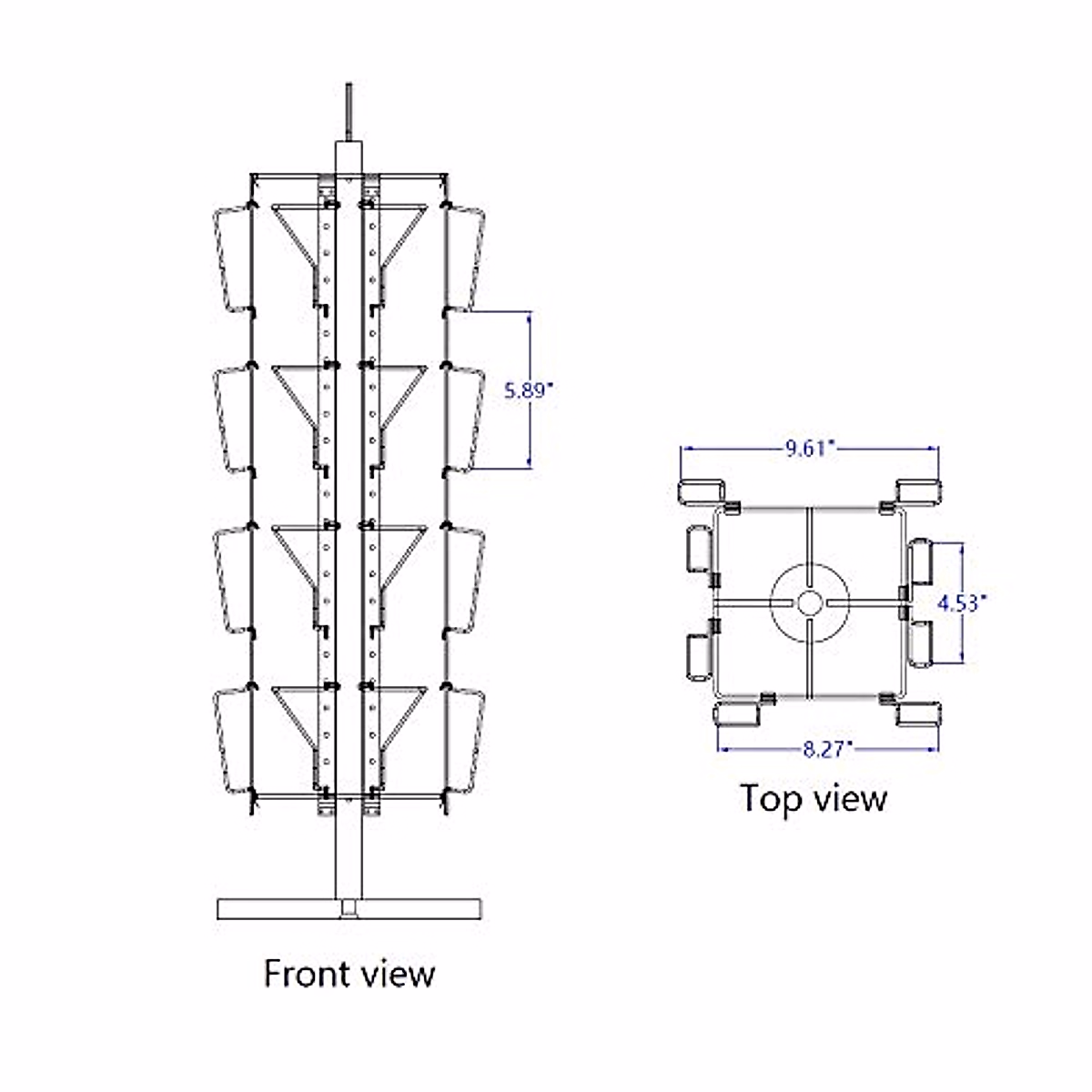 FixtureDisplays® Adjustable Greeting Card Rack 4x6"-7x5" Horizontal Vertical Post Card Display .Pocket Size: 4.5-9.9" Wide X 5.8" Tall, 16 Pockets 11602-BLK-NEW-NF