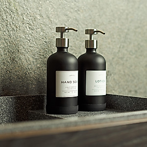 Verute Waterproof Labels for Amber Glass Soap Dispenser and Plastic Bottles 3.15"x2.35" Peel & Stick - Kitchen, Bathroom & Shower Set - 24 Pieces (White)