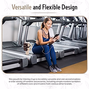 NOLI JUNE - Black Floral Neoprene Pouch for Stanley Quencher 18oz to 40oz - Adjustable Strap, Zipper Closure, Unisex Travel Accessory - Water Bottle Tumbler Carrier