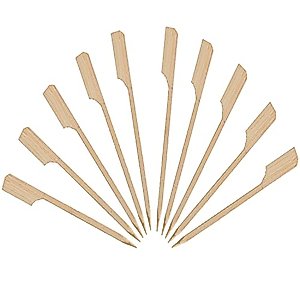 6” inch 100pcs Bamboo Wood Paddle Picks Skewers Toothpicks for Cocktail，Appetizers，Fruit，Sandwich， Snacks, Package of 100 Wooden Paddle Pick Skewer,Party Forks