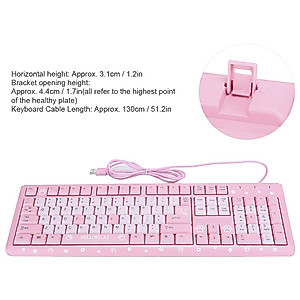 T osuny Wired Ultra-Thin Keyboard, USB, Cute Cartoon, Plug and Play, Pink/Black, Ergonomic, Waterproof for PC/Laptop/Desktop Computer