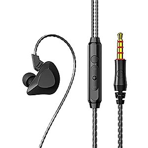Gaweb Earphones, T03 3.5mm Wired Earbud Around Ear Noise Reduction Multifunctional HiFi Bass Headset for Office - Black
