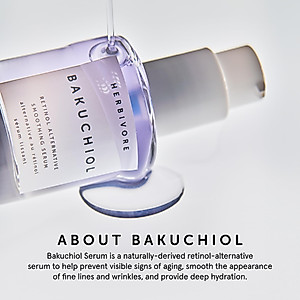 HERBIVORE Bakuchiol Retinol Alternative Face Serum REGULAR STRENGTH - Bakuchiol + Peptides, Smooths Skin, Reduces Fine Lines & Wrinkles, Plant-based, Vegan, Cruelty-free, 30mL / 1 oz