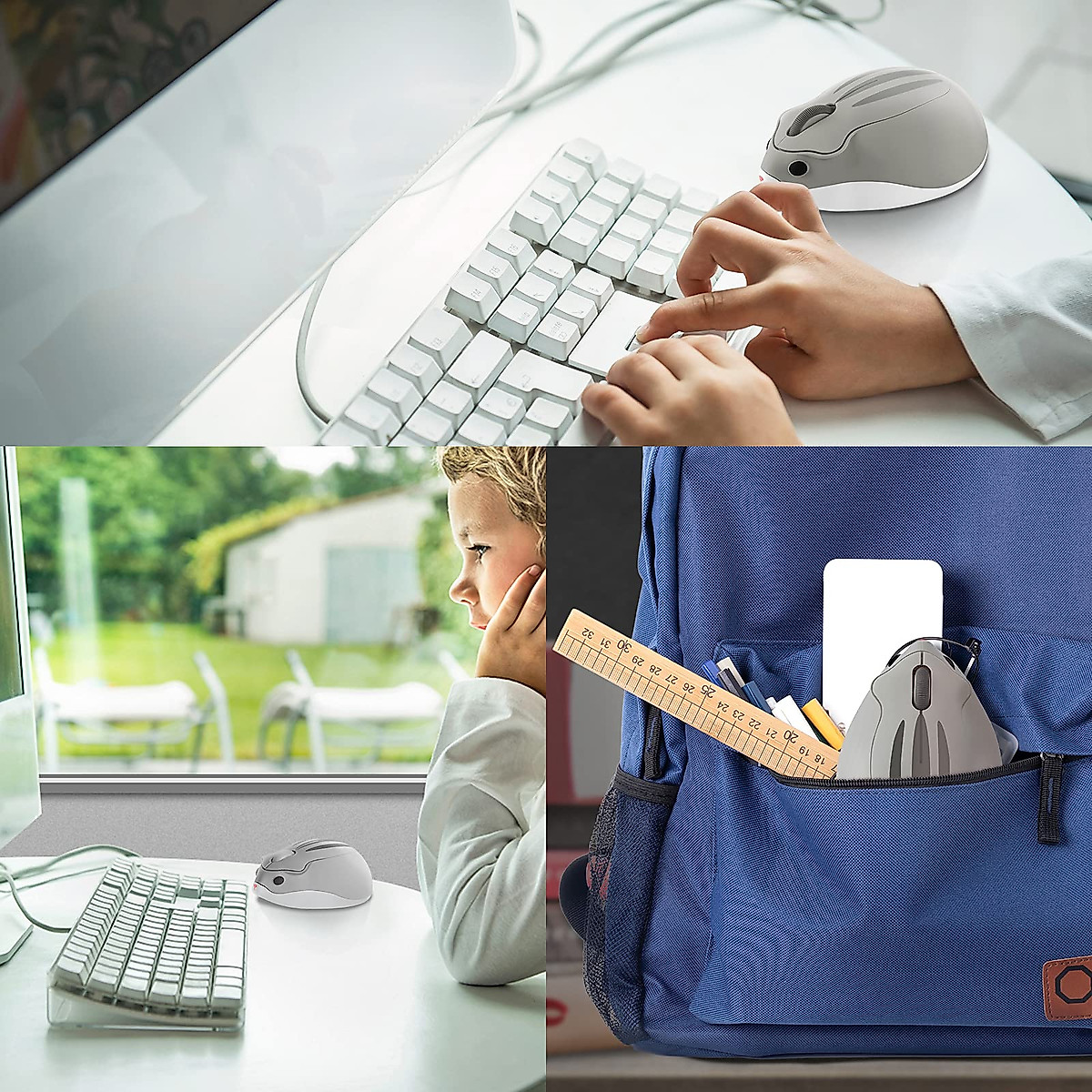 Wireless Mouse Cute Cartoon Animal Hamster Shape Silent Mouse Portable 1200DPI USB Cordless Mice for PC Mac Laptop Computer Gift for Kids Woman Adults