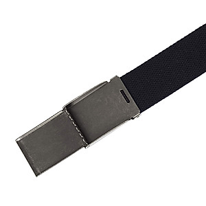 Mile High Life Canvas Web Belt | Cut to Fit Up to 52" | Flip-Top Matte Silver Nickel Buckle (Black)