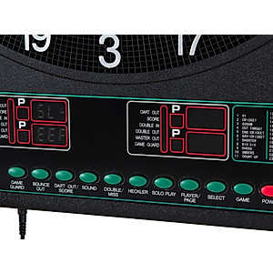 Bullshooter Electronic Dart Board Cabinet Set Home Bar Game Room Playroom Wooden Cabinet Doors LCD Display for Up to Eight Players - 34 Games 183 Variations - 2 Sets of Soft Tip Darts