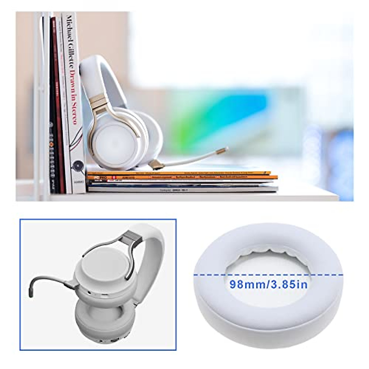 1 Pair Earpads Ear Cushions Protein Leather Memory Foam Replacement Repair Parts Compatible with Corsair Virtuoso RGB Wireless SE Headphones White