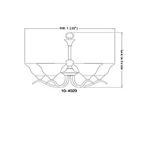 Hardware House H10-4029 Dover Chandelier, 22" x 22" x 17", Satin Nickel