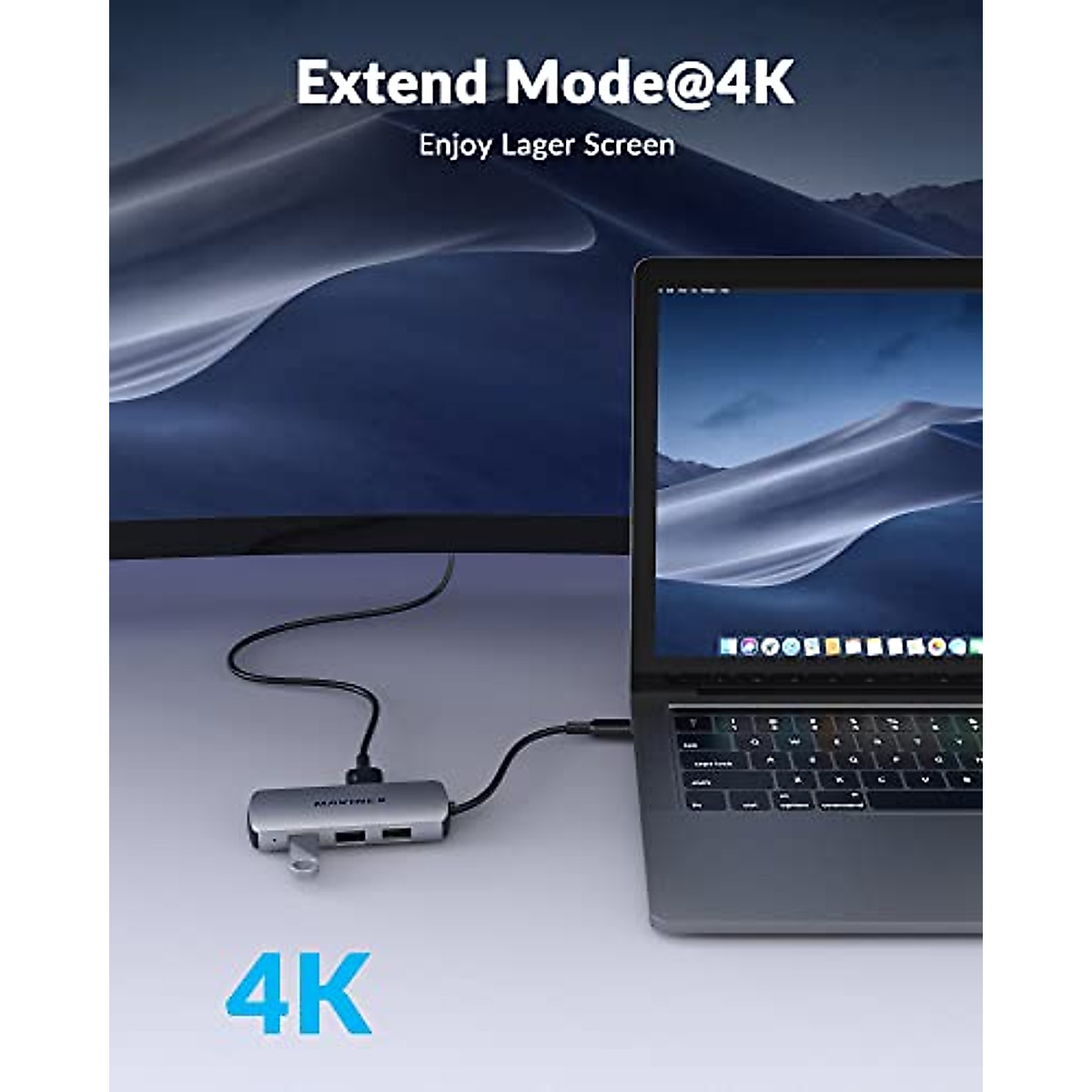 MAVINEX USB-C Hub, 8-in-1 USB-C to 4K HDMI AVINEX USB-C Adapter with USB 3.0 Port, USB 2.0 Ports, SD/Micro SD Card Reader, 100W Power Supply, Compatible with MacBook Pro Air HP XPS and