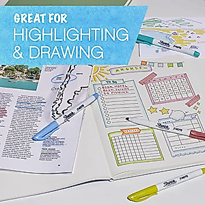 SHARPIE S-Note Creative Markers, Highlighters, Assorted Colors, Chisel Tip, 24 Count