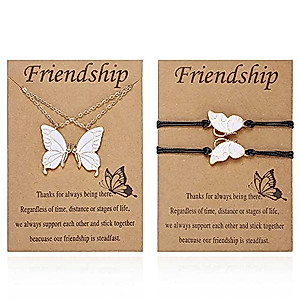 XIANNVXI Friendship Best Friend Necklace Bracelet Set BFF Gift Matching Necklaces Bracelet Jewelry for 2 - Gold
