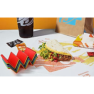 Taco Holder, Colorful Taco Holder Stands Set of 6, 𝟐𝟎𝟐𝟒 𝐔𝐩𝐠𝐫𝐚𝐝𝐞𝐝 𝐃𝐞𝐬𝐢𝐠𝐧 Taco Stands for 3 Tacos, Taco Shell Holder, Street Taco Rack, PP Health Material Very Hard Sturdy (Colorful)